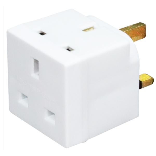 Status 2 Way 13A Non-Fused Mains Adaptor White – Co-Op Superstores