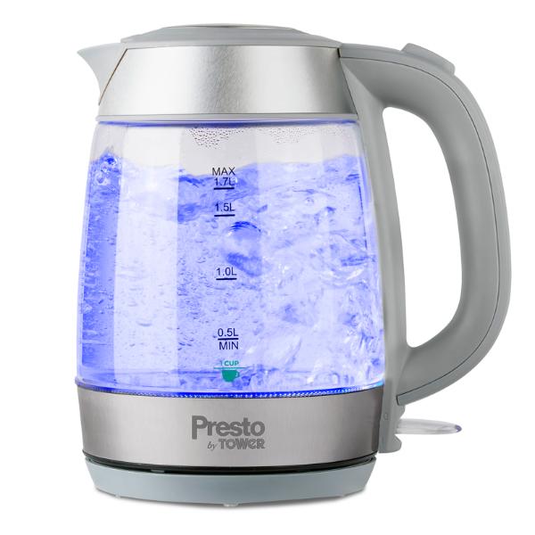 Tower Presto 2200W 1.7L Glass Kettle Grey – Co-Op Superstores